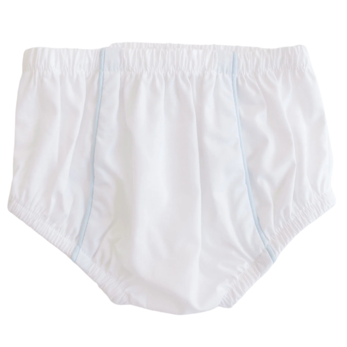 Diaper Cover - White w/ Blue Piping – Tiny Town Fairhope